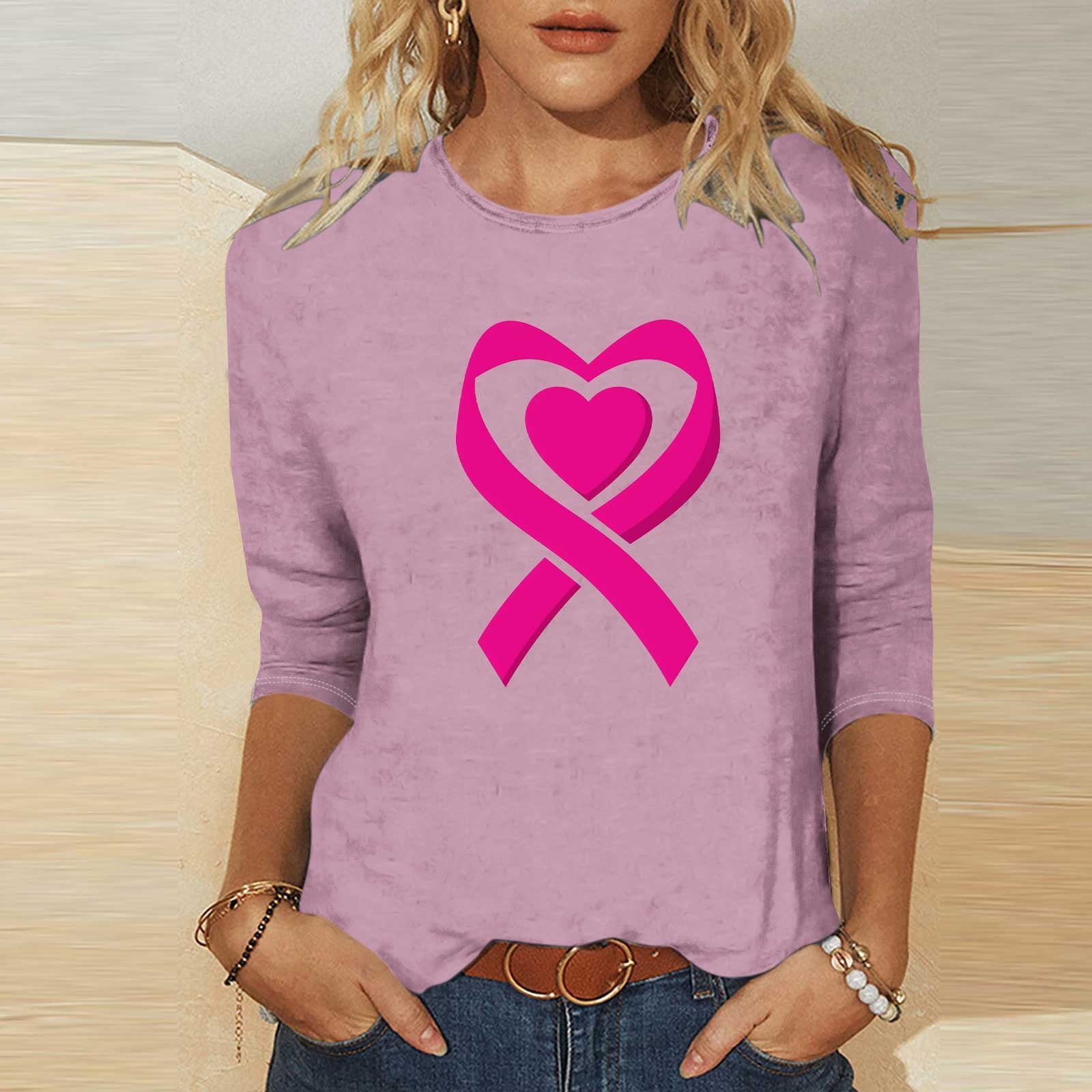 MORESEC Breast Cancer Shirts For Women Pullover Shirts Tops for Women 3 ...