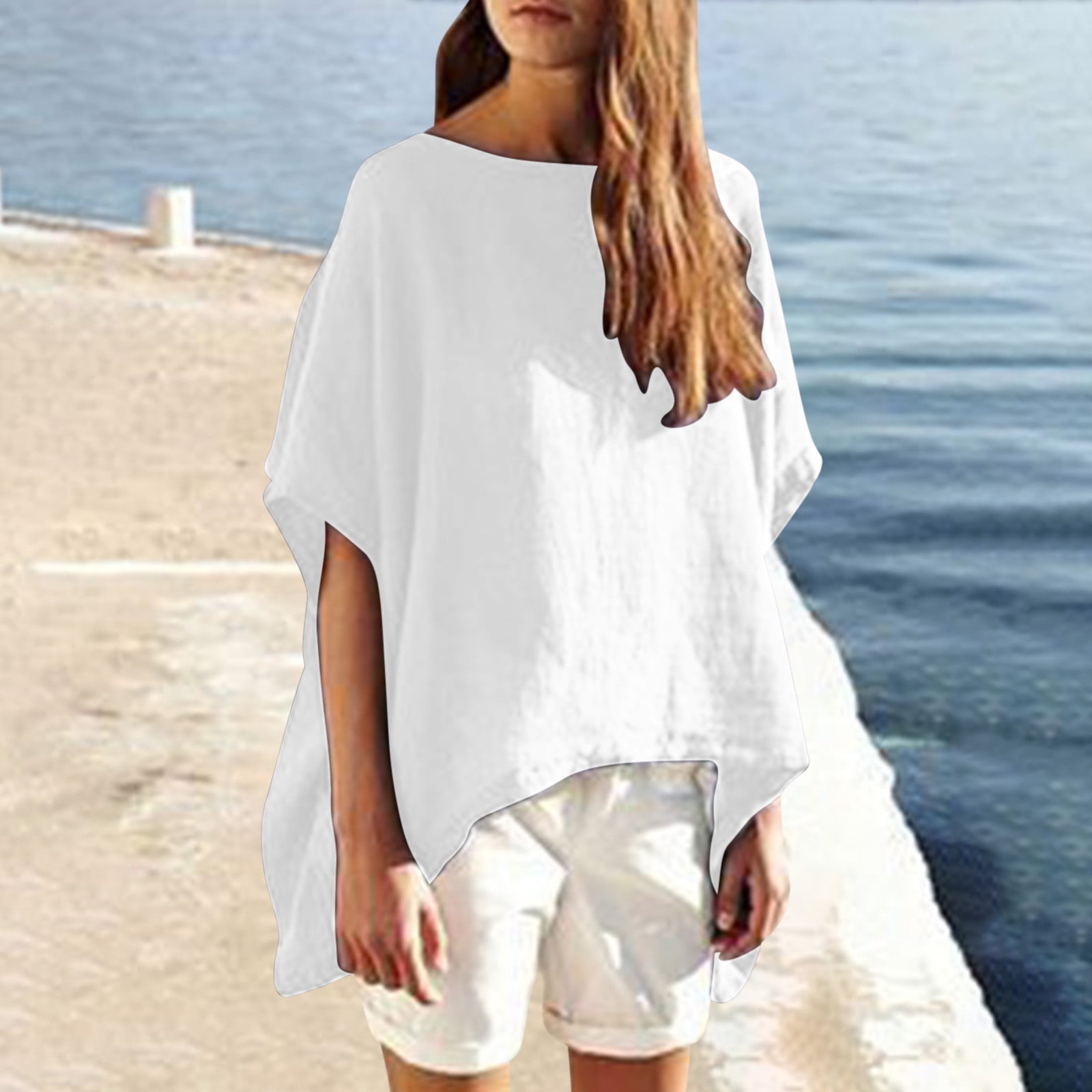 MORESEC Casual Ladies Tops And Blouses, Round Neck Short Sleeve Tops To ...