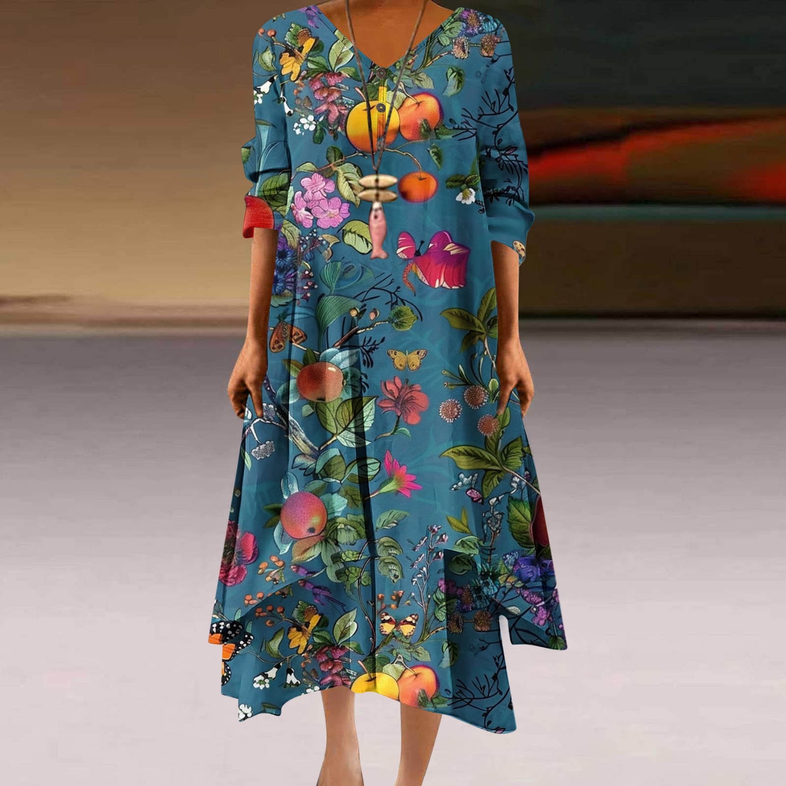 MORESEC V Neck Dress for Women Vacation Dresses for Women A-Line Flowy ...