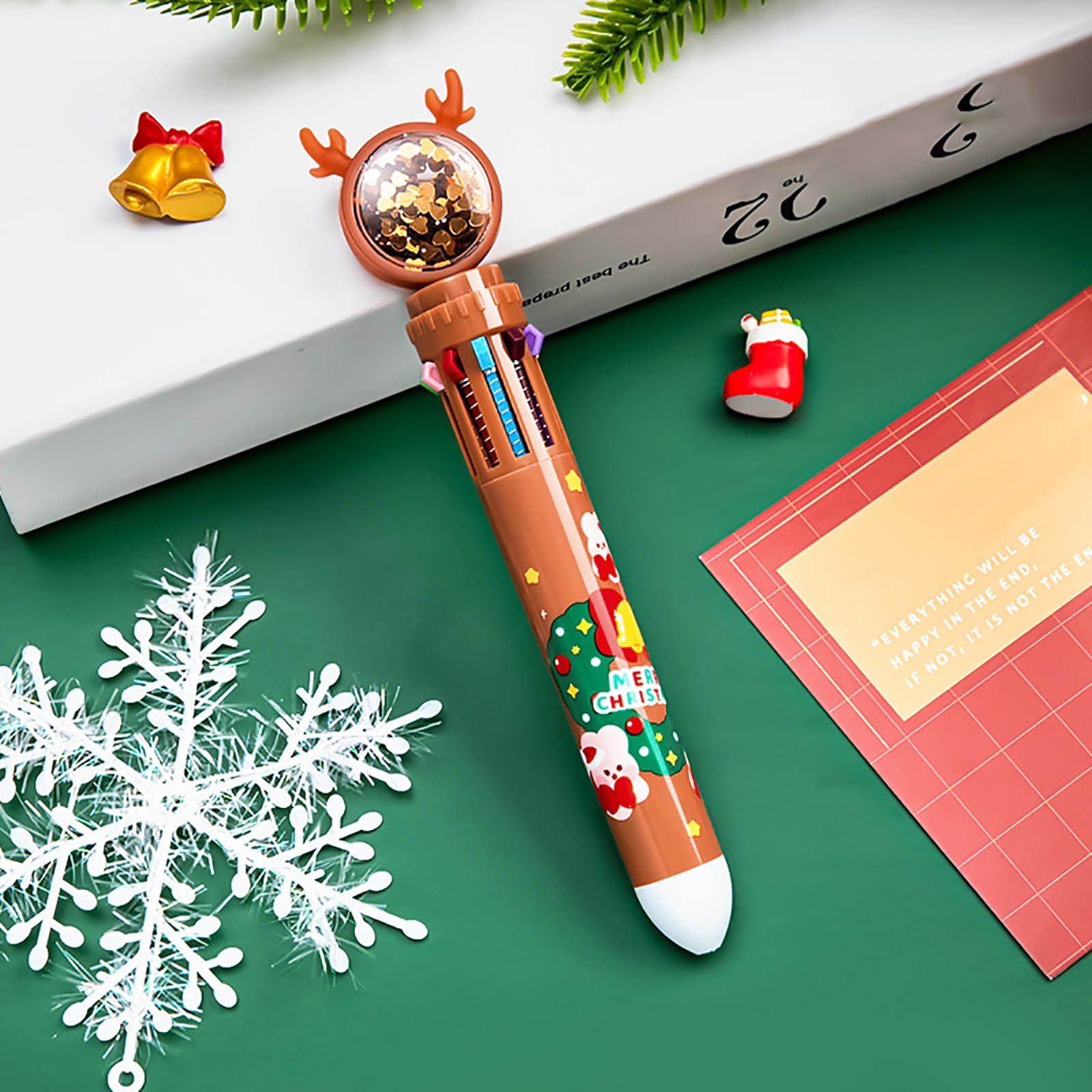 MORESEC XUld Home 10 Color Christmas Ballpoint Pen Push Type ...