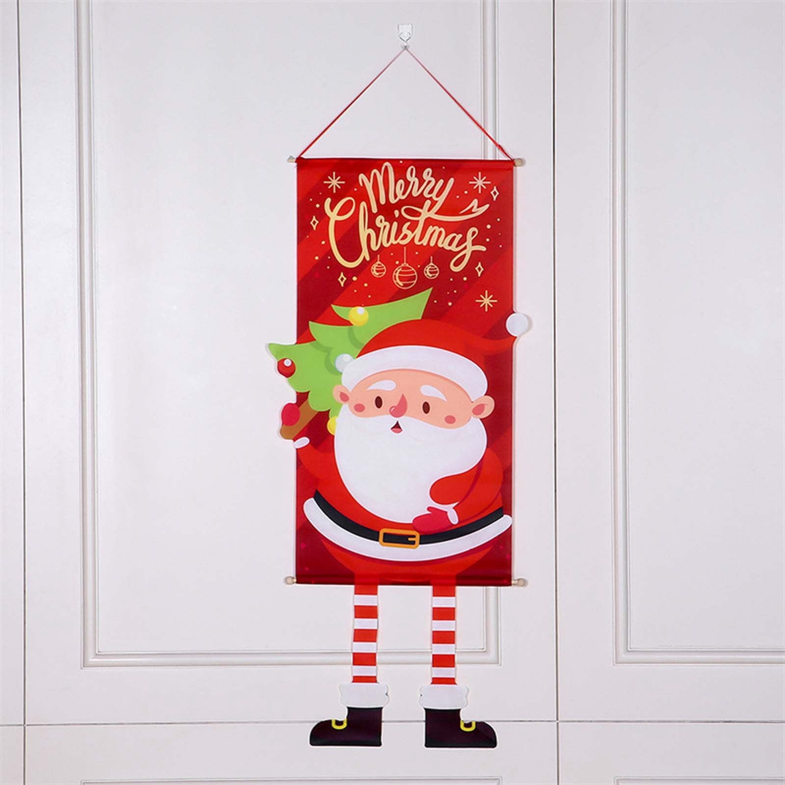 MORESEC XUld Home Merry Christmas Window Sign Banners Fabric Flag Door ...