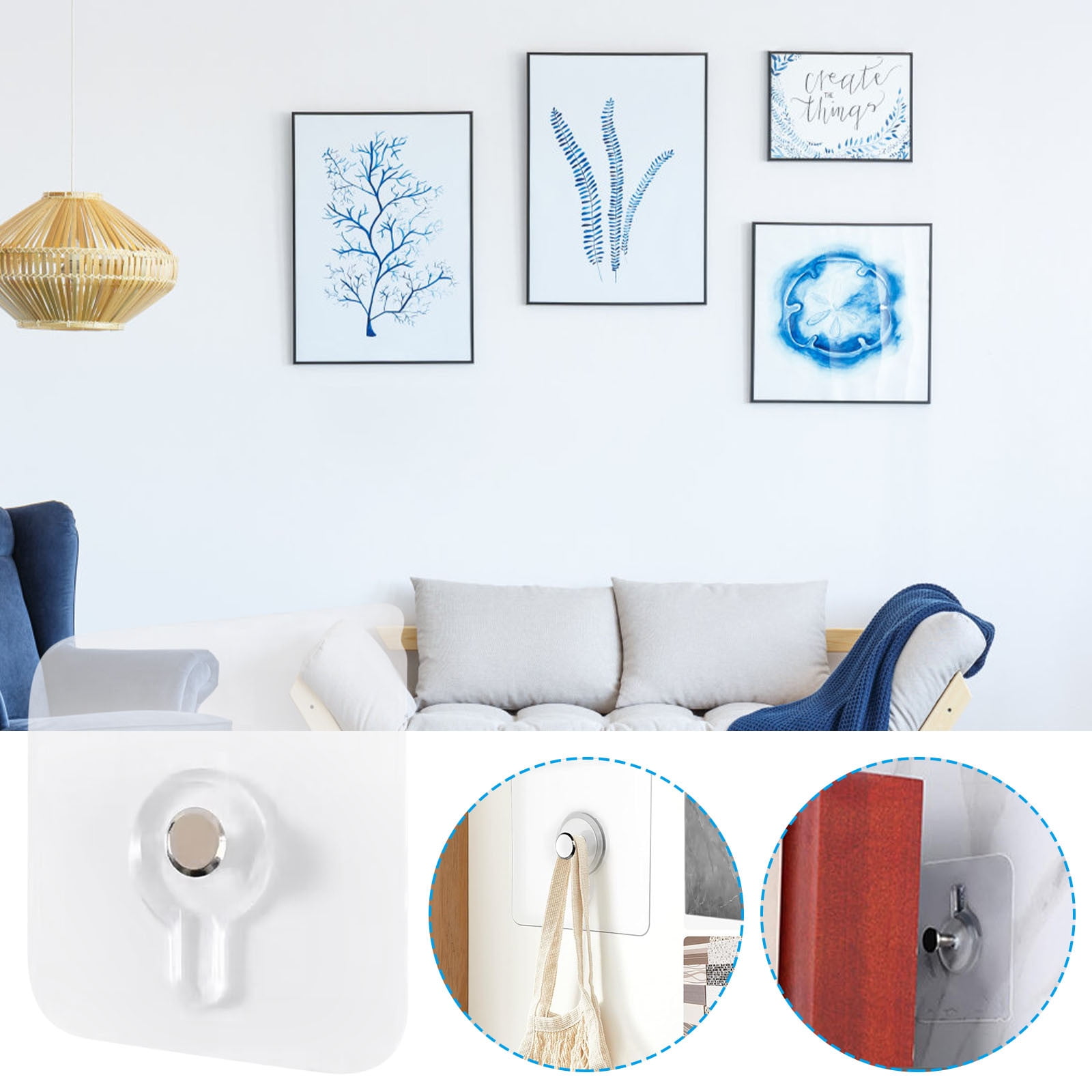 MORESEC XUld Home Self-Adhesive Picture Hanging Hooks No Drilling Heavy ...