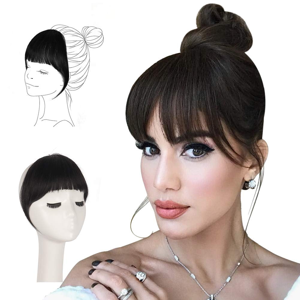 MORICA Clip in Bangs 105% Human Hair Extension Curved Bangs French ...