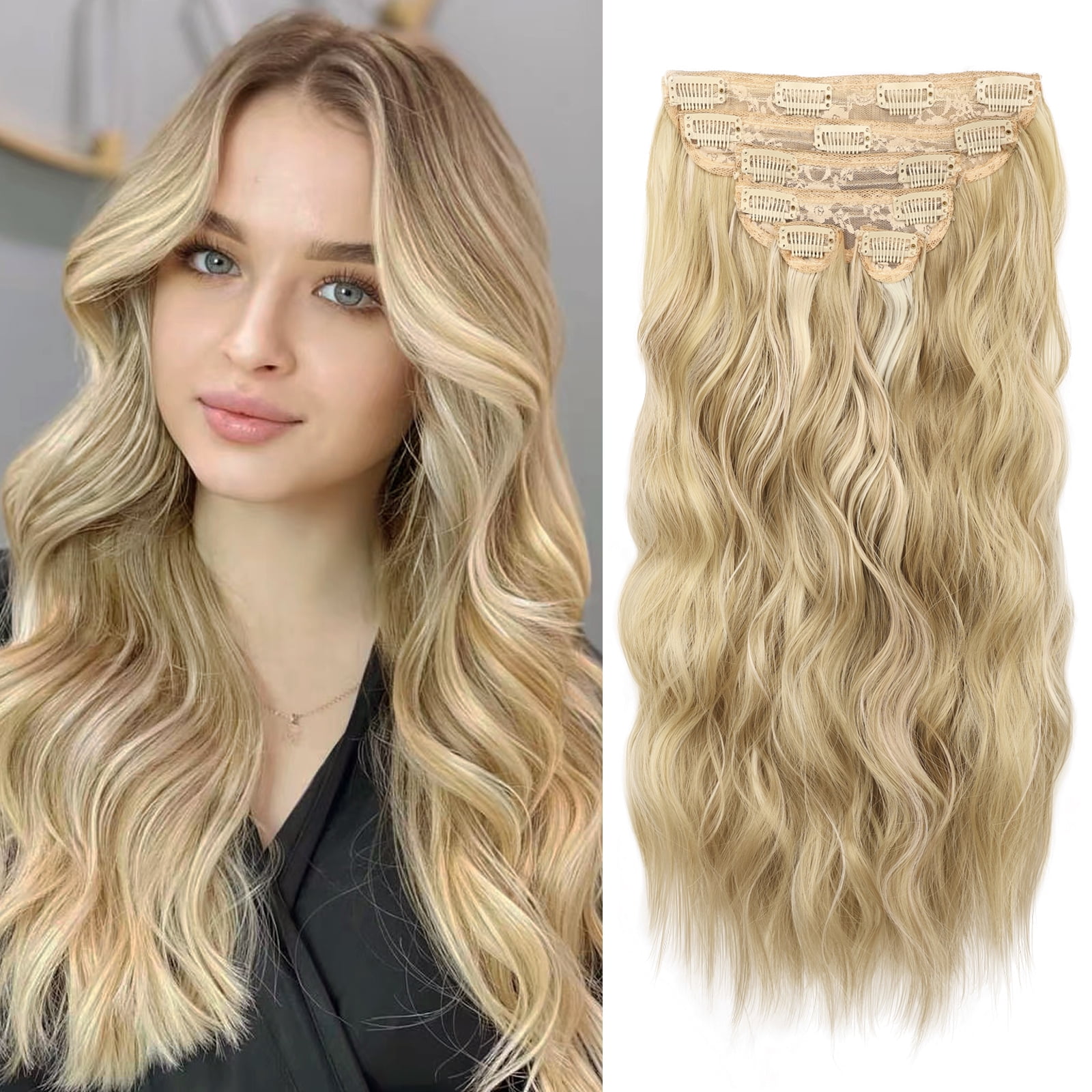 MORICA Clip in Hair Extension 20 Inch 6PCS Natural Long Wavy Curly ...