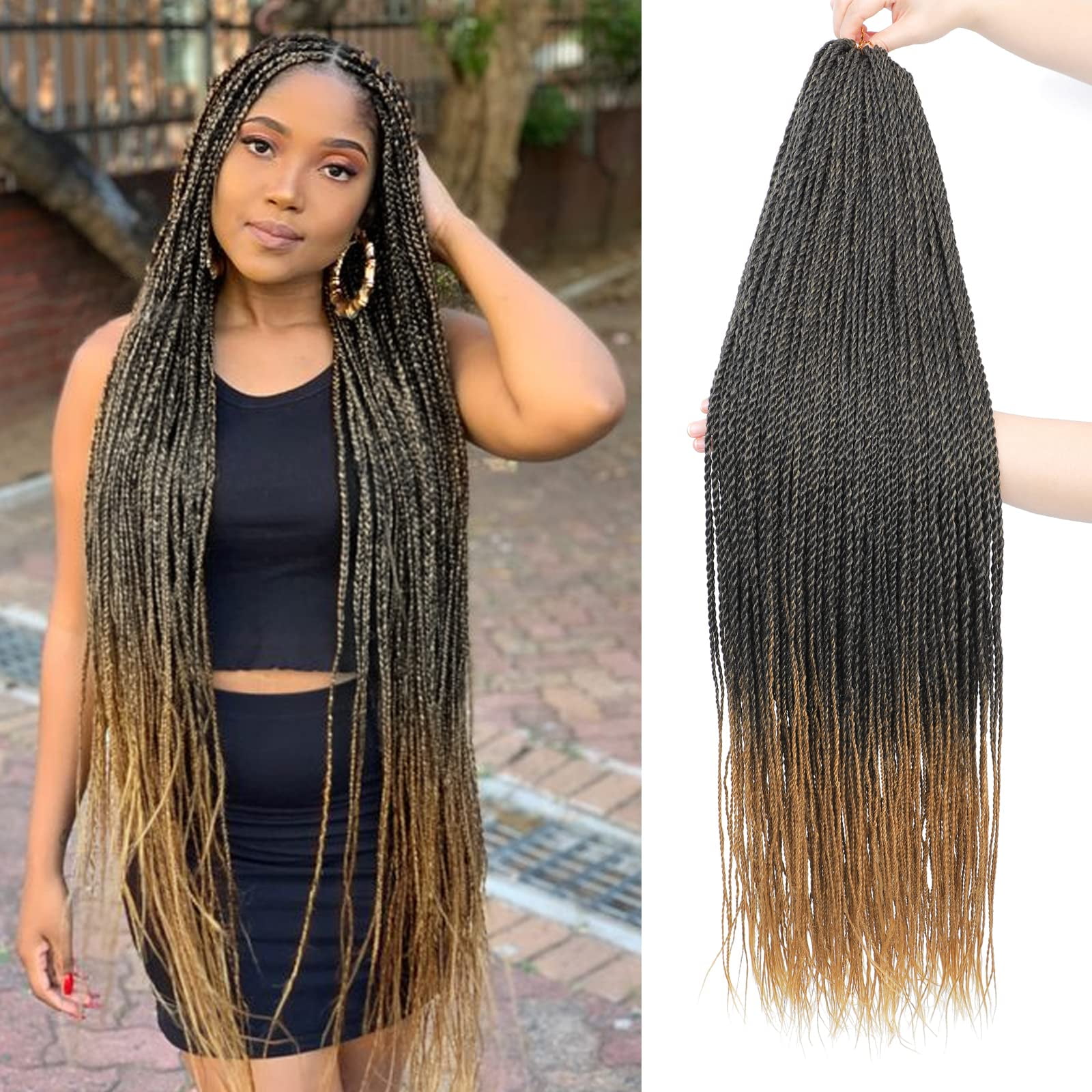 MORICA Crochet Hair Senegalese Twist 34 Inch 8 Packs Small Crochet Hair ...