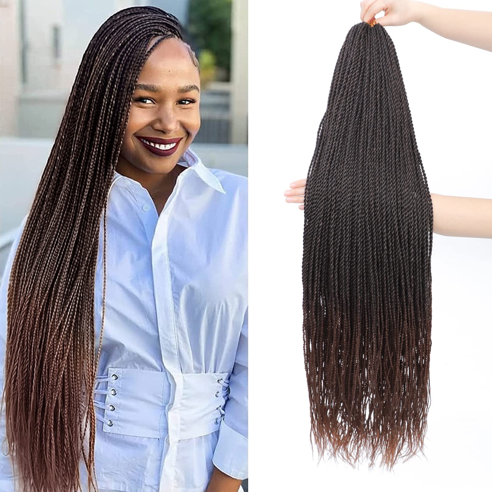 MORICA Crochet Hair Senegalese Twist 34 Inch 8 Packs Small Crochet Hair ...