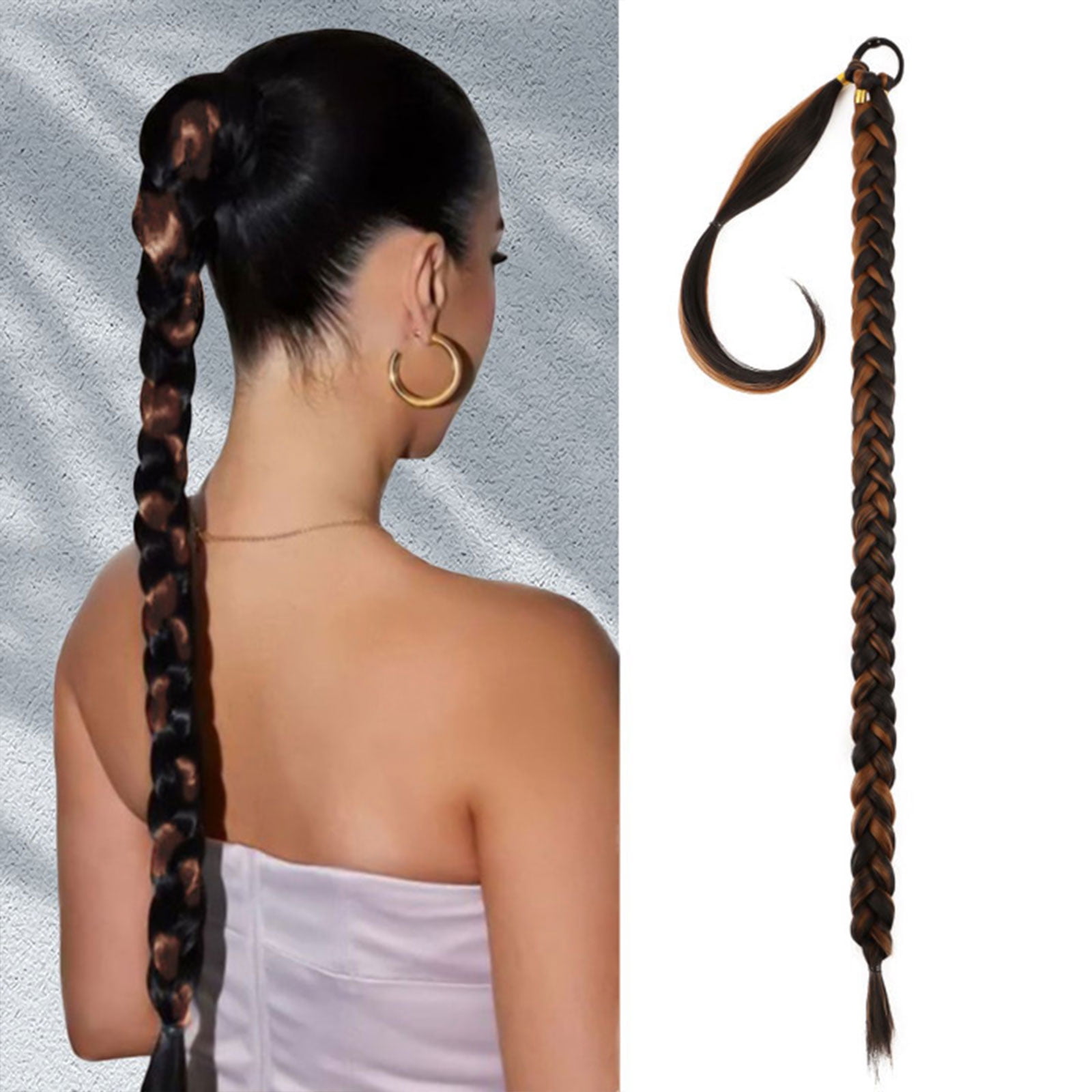 MORICA Long Braided Ponytail Extension with Hair Tie Straight Wrap ...