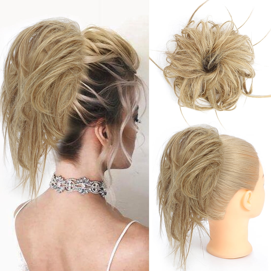 MORICA Tousled Updo Messy Bun Hair Piece Extension with Elastic Rubber ...