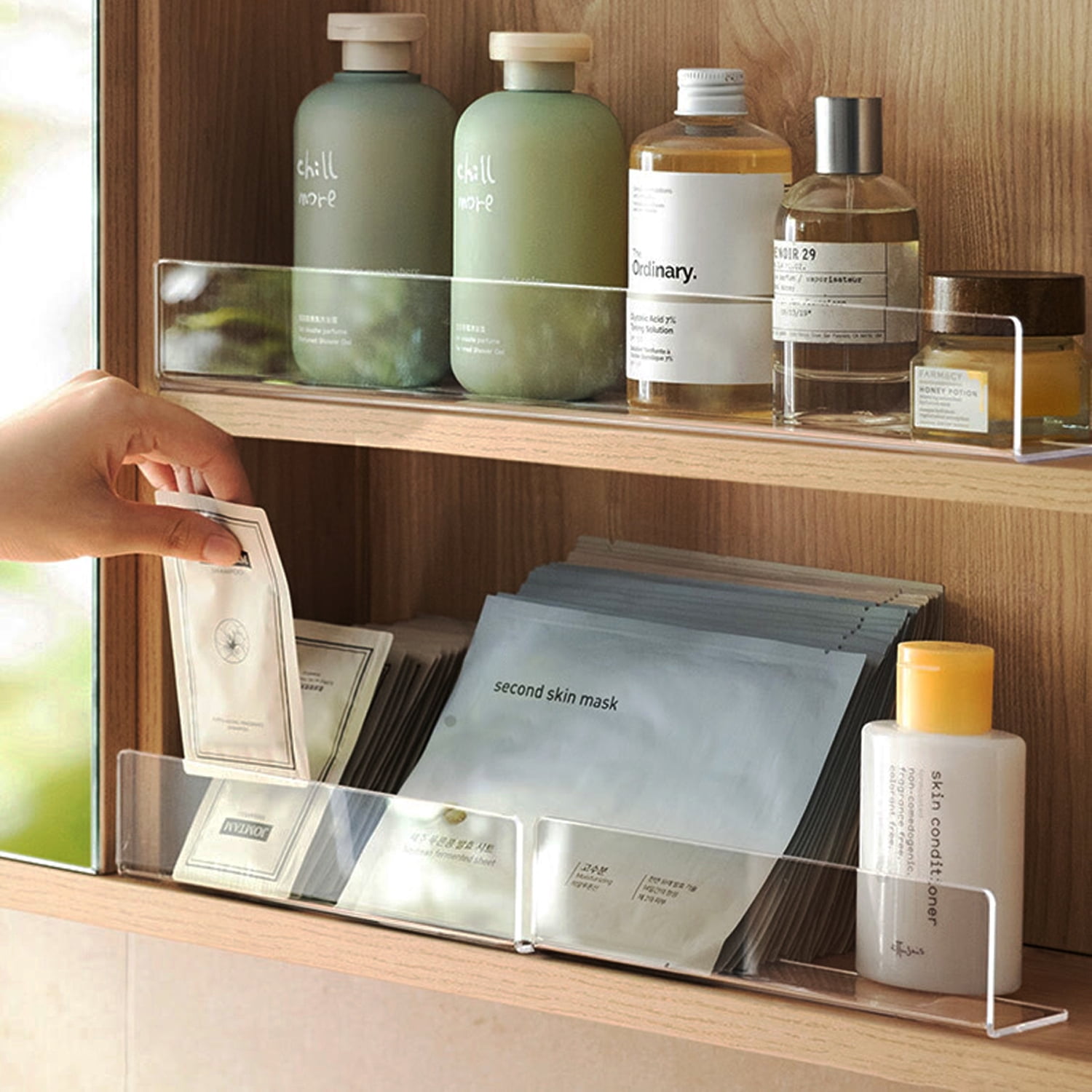 MORNITE 3 Pcs Acrylic Blocker Shelves Board for Narrow Medicine Cabinet ...