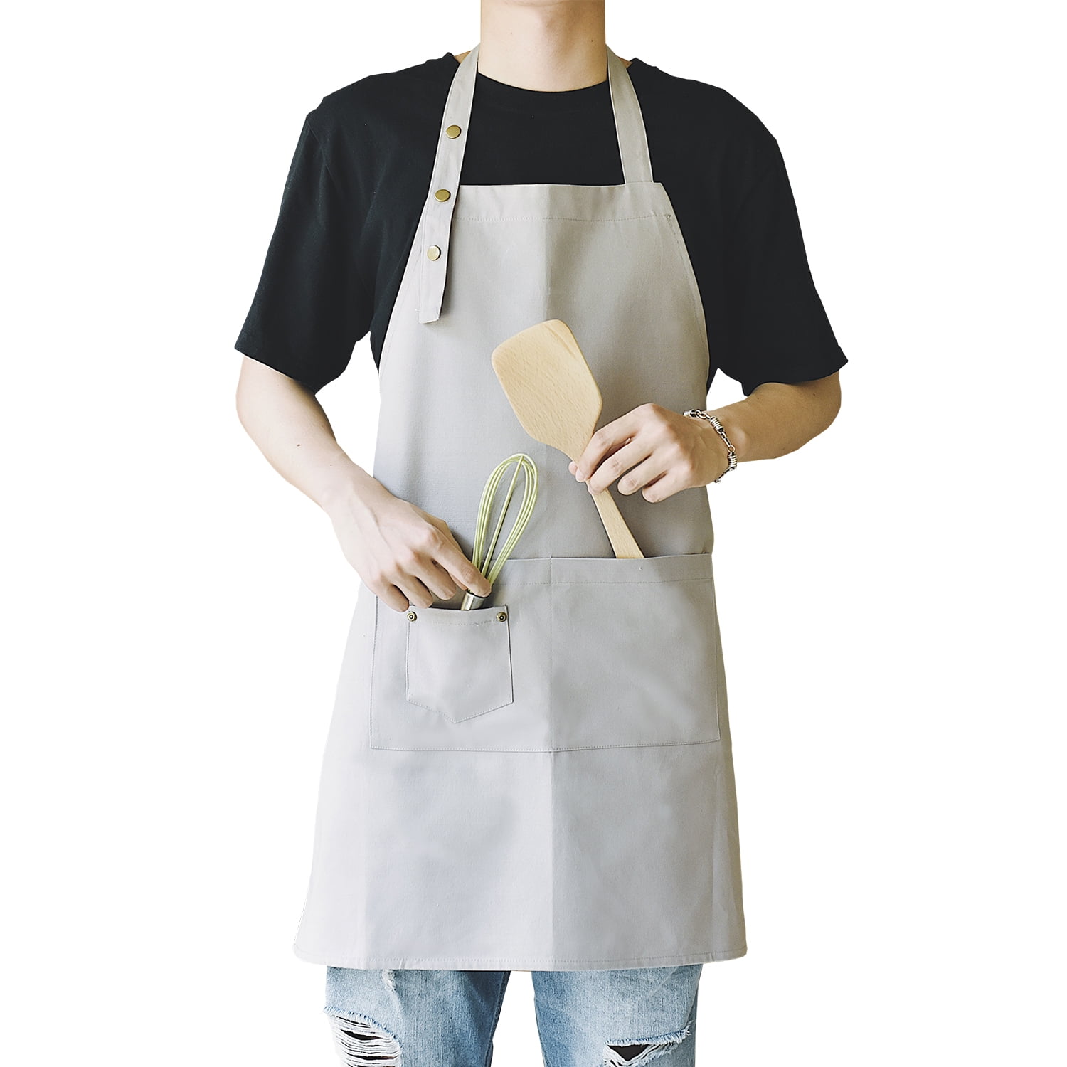 MORNITE Apron for Men Women, Adjustable Bib Apron with Pocket, Kitchen ...
