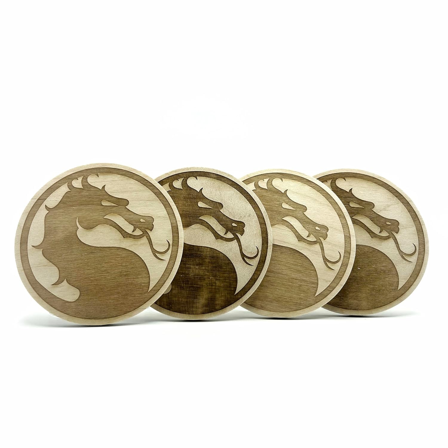 MORTAL-KOMBAT Wood Engraved Coaster Set - Iconic Fighter Emblem Design ...