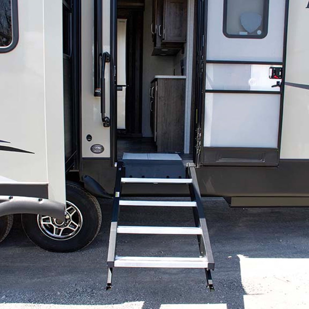 MORryde StepAbove 31.5-37.5" 3 Step Portable RV Camper Stairs, Strut ...