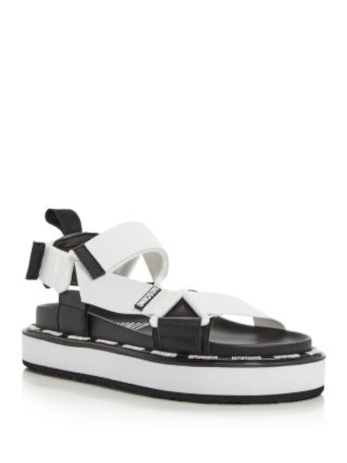 MOSCHINO Womens White Logo Embossed Around Footbed Padded Heel Pull Tab ...