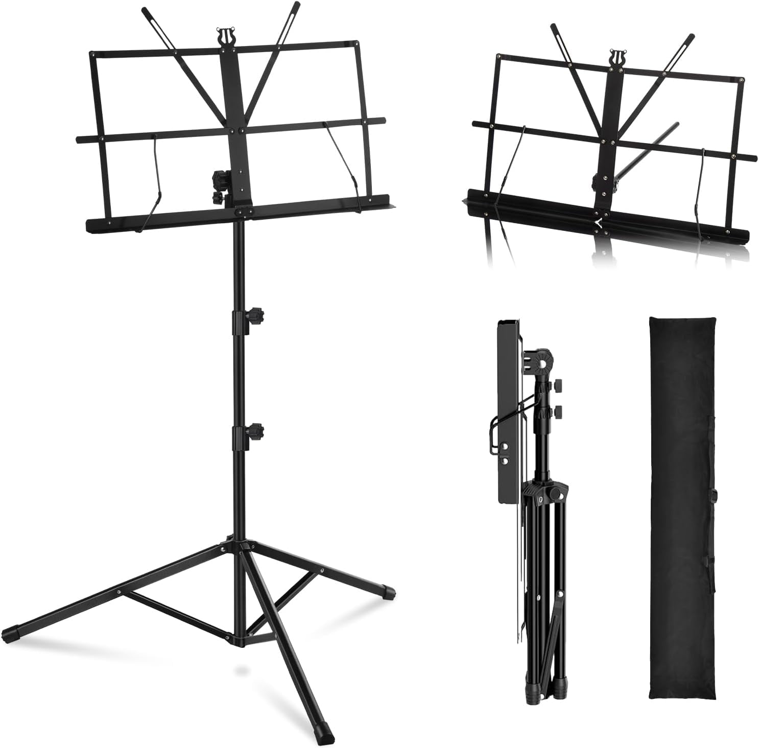 MOSEN Folding Music Stand 2-in-1 Dual-Use & Desktop Book Stand ...