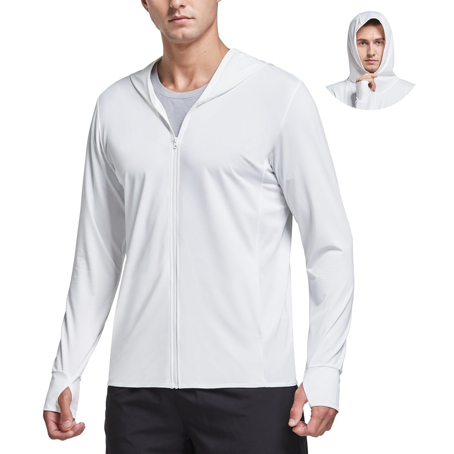 MOSEYEYOO Men's UPF 50+ UV Full Zip Sun Protection Jacket Hoodie with ...