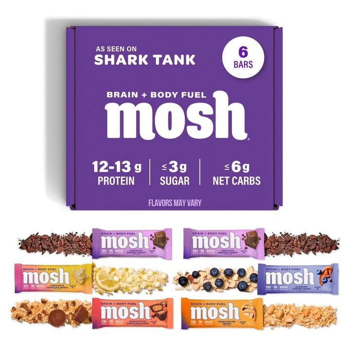 MOSH Variety Pack Keto Protein Bars, High Fiber, Low Carb, Gluten Free, High Protein, Brain ...