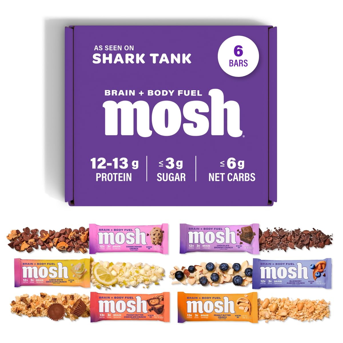 MOSH Variety Pack Keto STF9 Protein Bars, High Fiber, Low Carb, Gluten ...