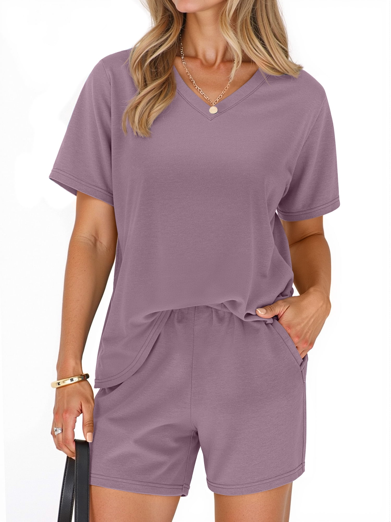 MOSHU 2 Piece Sets for Women Summer Lounge Short Sets Casual Oversized ...