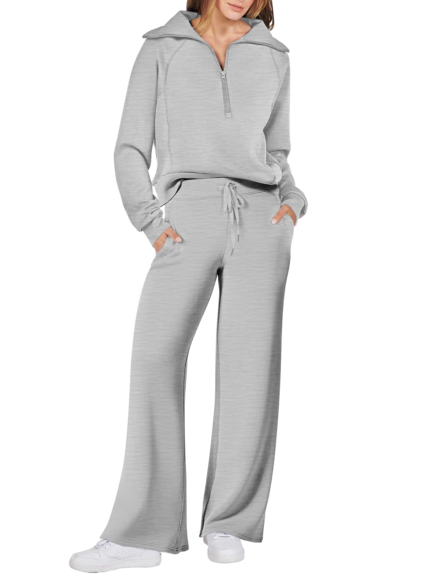 MOSHU 2 Piece Womens Outfits Sets Half Zipper Oversized Sweatshirts and ...