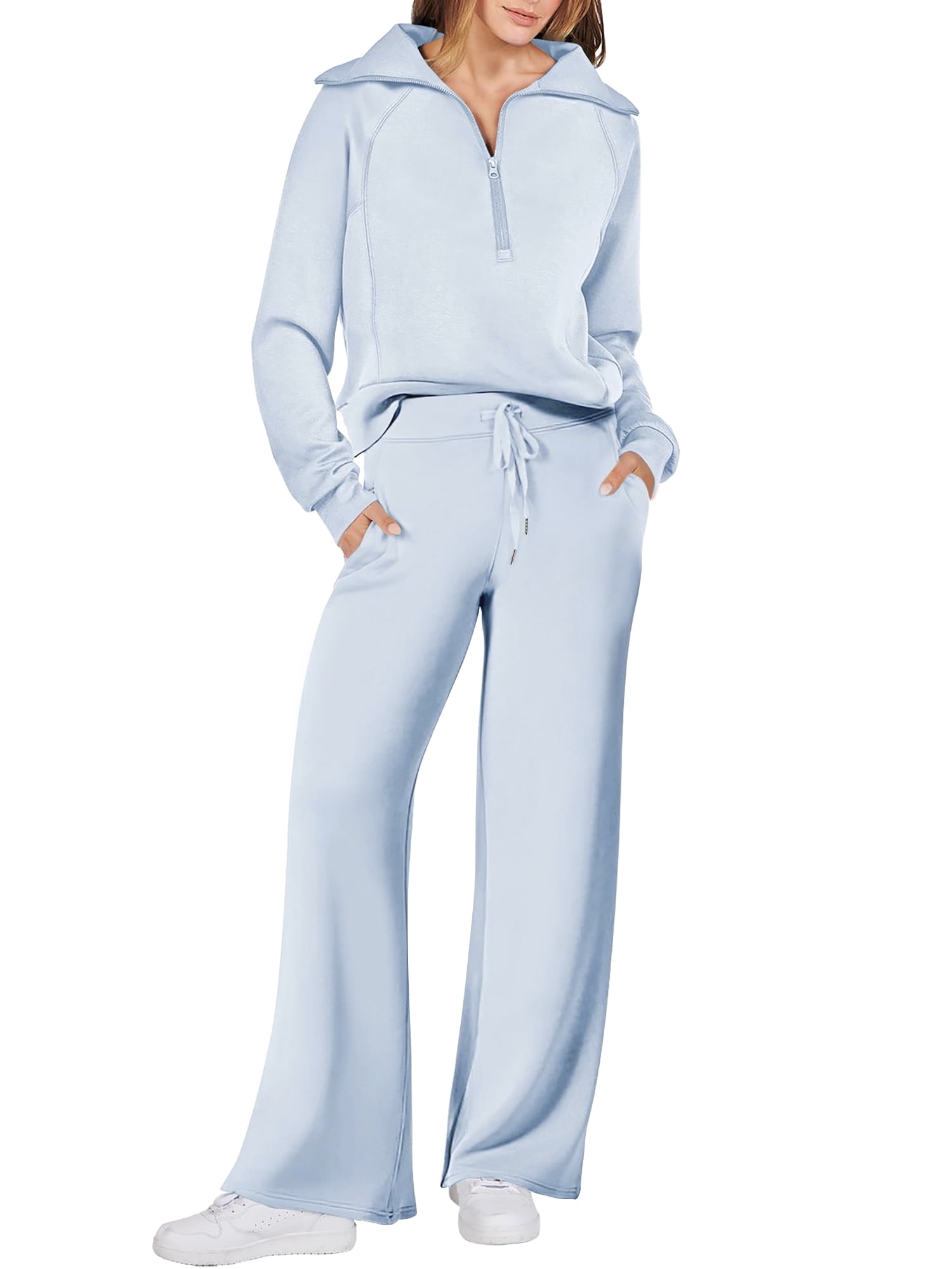 MOSHU 2 Piece Womens Outfits Sets Half Zipper Oversized Sweatshirts and ...