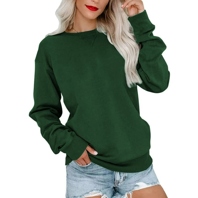 Moshu Casual Womens Sweatshirts Crewneck Long Sleeve Tops Oversized
