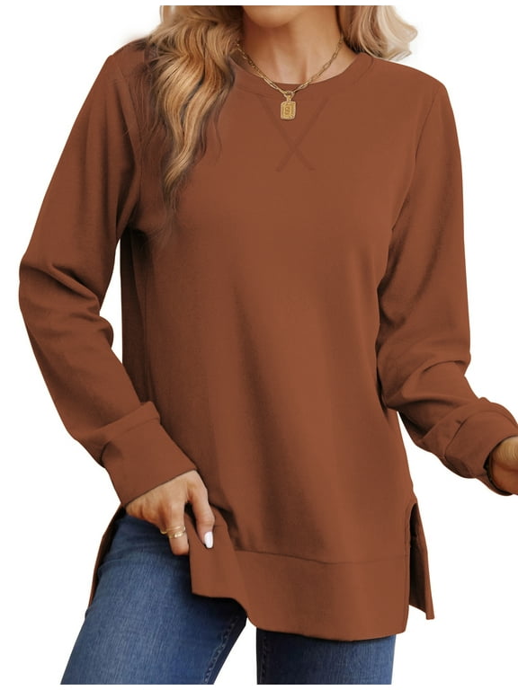 Fantaslook Plus Size Sweatshirts for Women Crewneck Casual Tunic Tops Long Sleeve Shirts - Shop ...