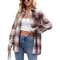 MOSHU Flannel Shirts for Women Casual Plaid Womens Tops Long Sleeve ...