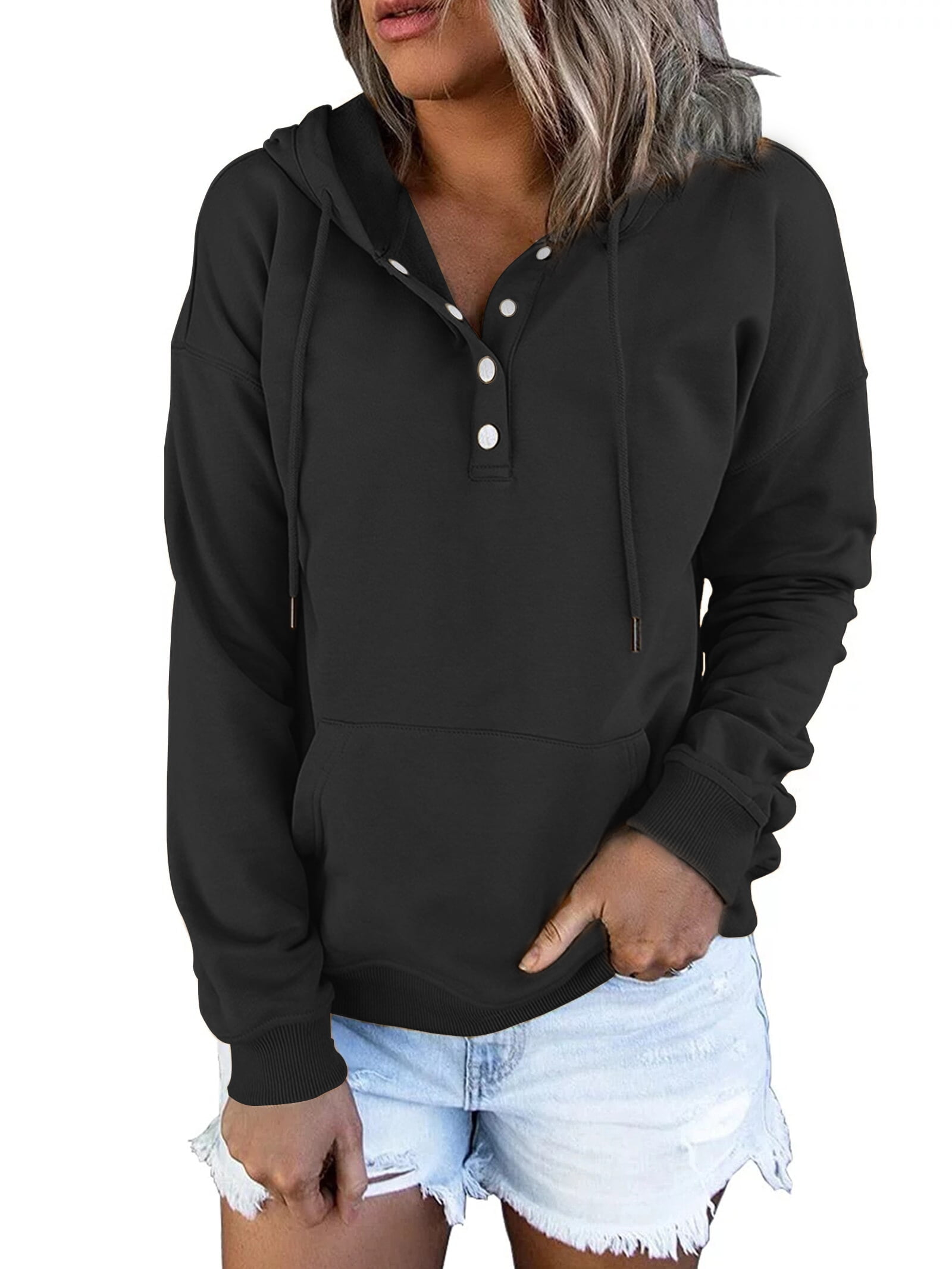 Walmart Black Friday Deals 2025 MOSHU Half Boutton Womens Hoodies ...