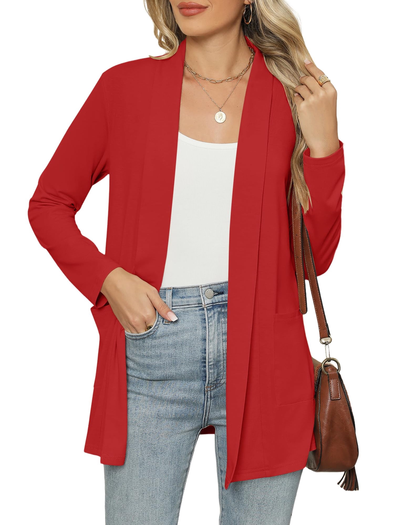 MOSHU Lightweight Womens Cardigan Tops Open Front Long Sleeve Shirts ...