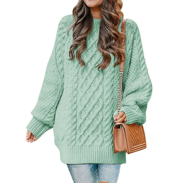 MOSHU Oversized Sweaters for Women Cable Knit Chunky Pullover Sweater ...