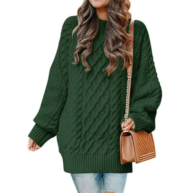 MOSHU Oversized Sweaters for Women Cable Knit Chunky Pullover Sweater ...