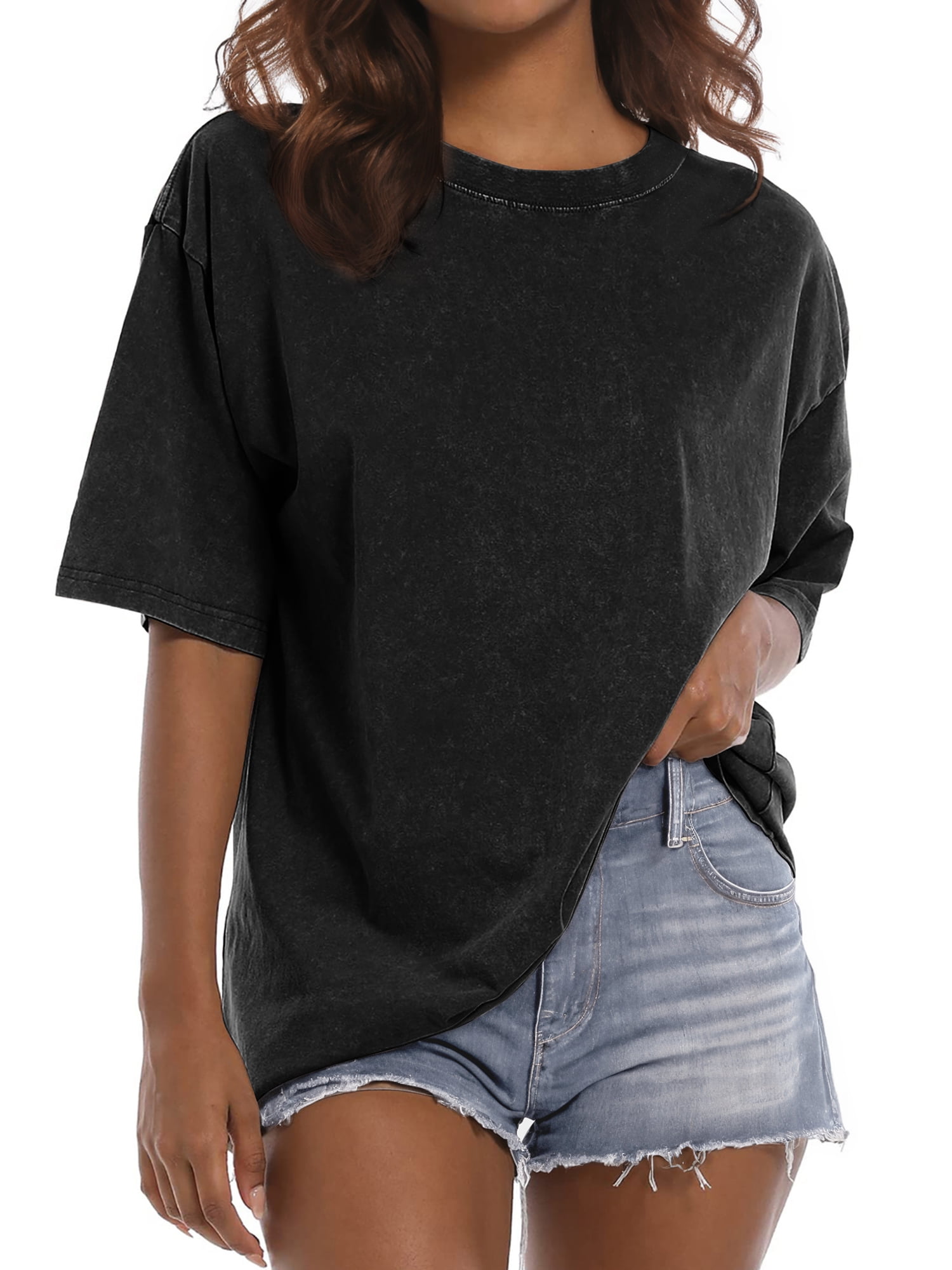 MOSHU Oversized T-Shirts for Women Short Sleeve Vintage Print Tees ...