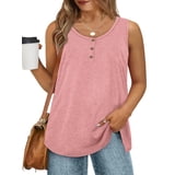MOSHU Plus Size Tank Tops for Women Henley Sleeveless Shirts Summer ...
