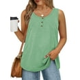 MOSHU Plus Size Summer Button Down Tank Tops for Women - Henley ...