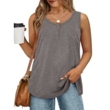 MOSHU Plus Size Tank Tops for Women Henley Sleeveless Shirts Summer ...