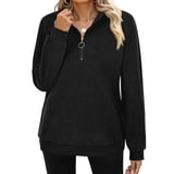 MOSHU Polar Fleece Sweatshirts for Women Quarter Zip Long Sleeve Tops ...