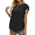 MOSHU Summer Blouses for Women, Ruffle Sleeve, Round Neck, Casual ...