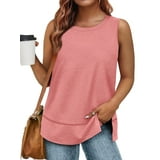 MOSHU Summer Tank Tops for Women Plus Size Sleeveless Tops with Round ...