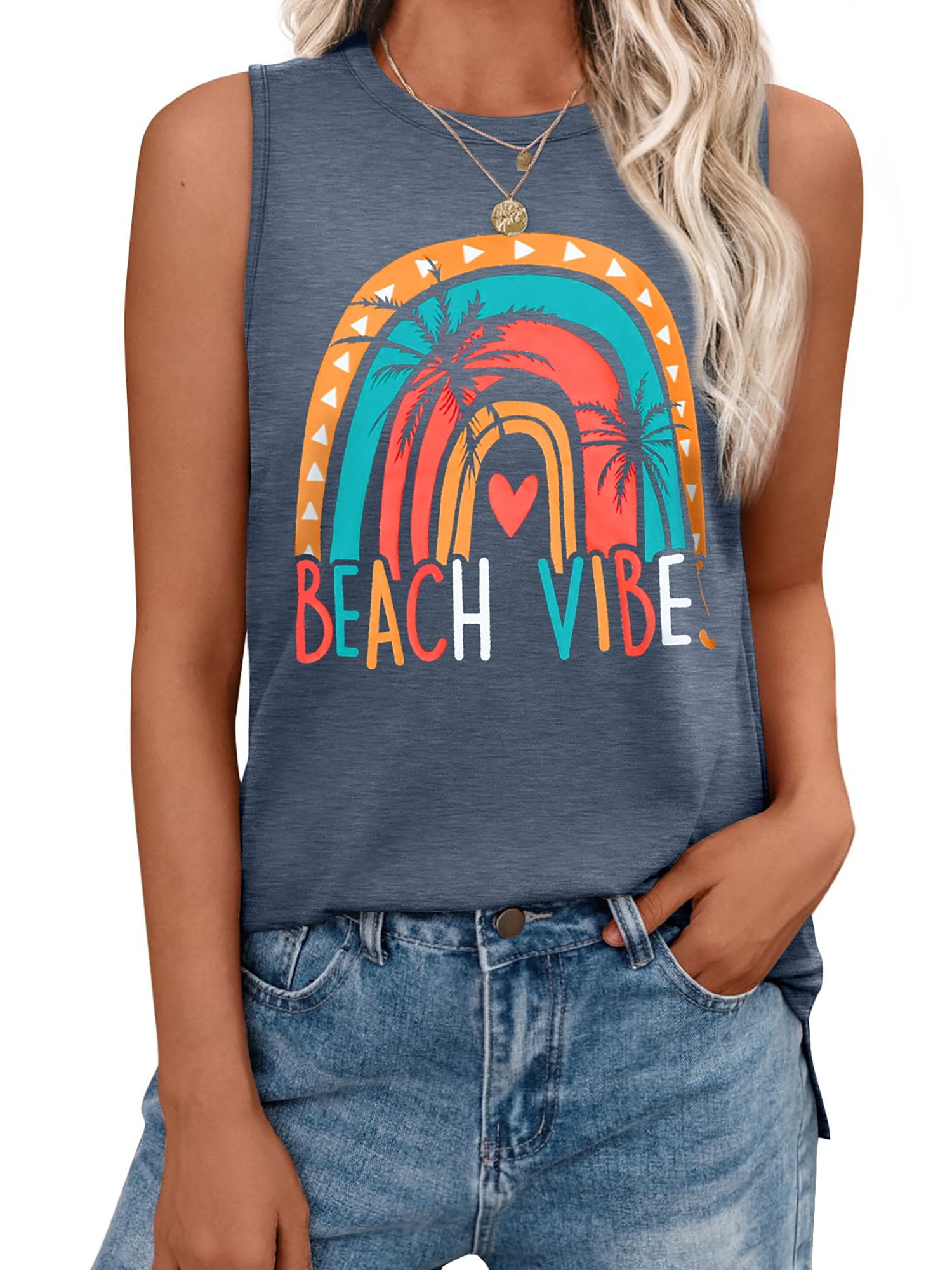 MOSHU Summer Womens Tank Tops Sleeveless Graphic Print Shirts for Women ...