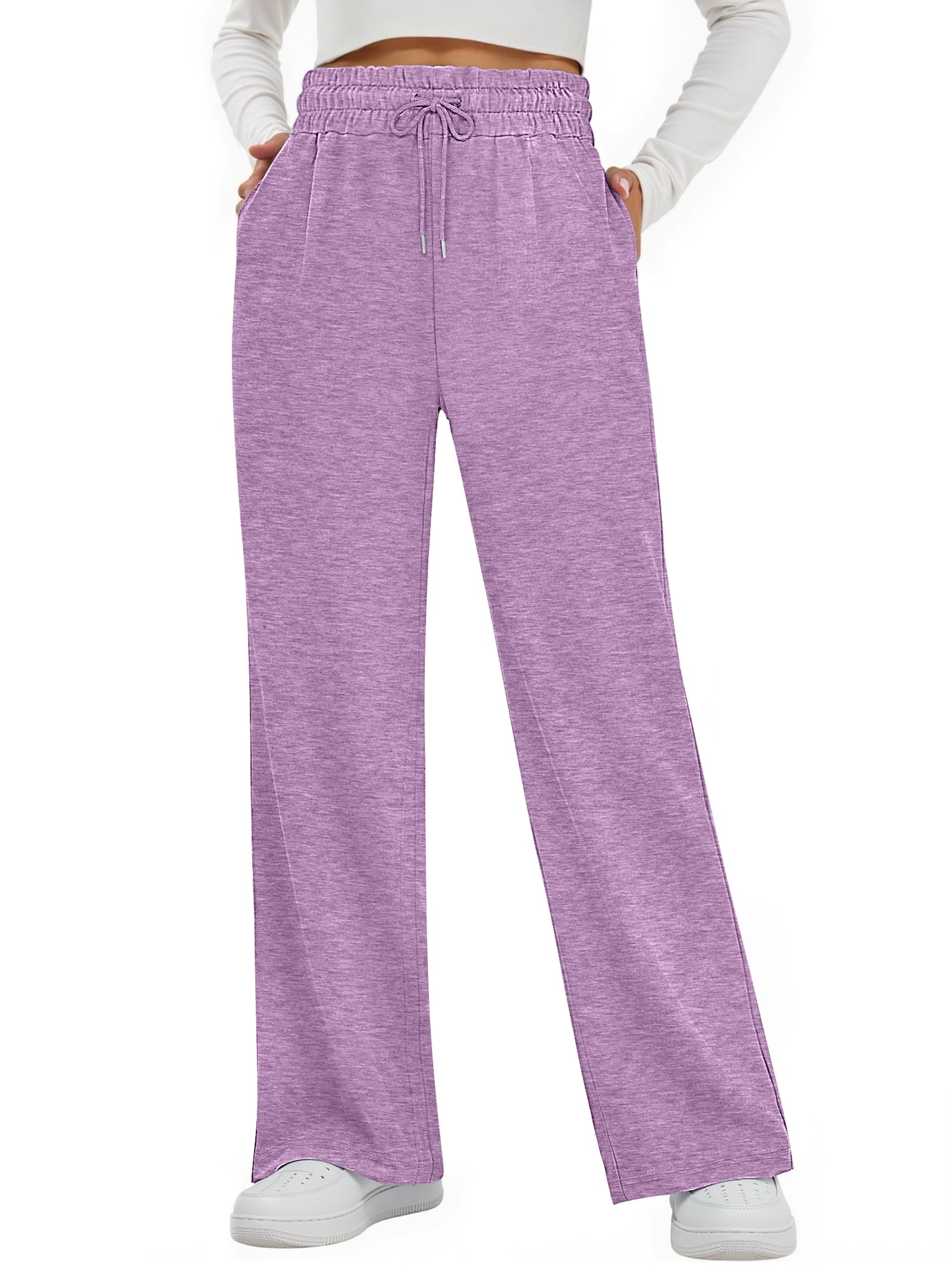 MOSHU Sweatpants for Women Straight Leg Elastic Waist Fall Pants Baggy ...