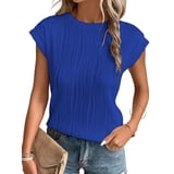 MOSHU Textured Womens Tops, Casual Crewneck Basic Tee Shirts, Cap ...