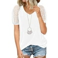 Moshu V Neck Blouses For Women Lace Short Sleeve Casual Tops Wear