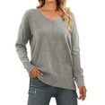 MOSHU V Neck Sweaters for Women Fall Lightweight Knit Pullover Sweater ...