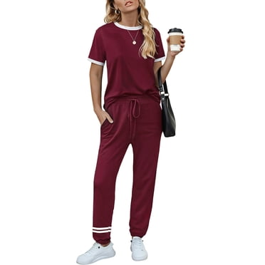 Workout Set Women Sets For Women 2 Piece Long Sleeve Crop Tops Fold ...