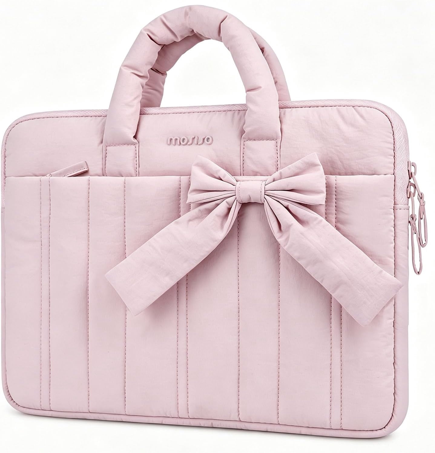 MOSISO Puffy Laptop Sleeve Bag with Bow & Handle, 13-13.3 inch Quilted ...