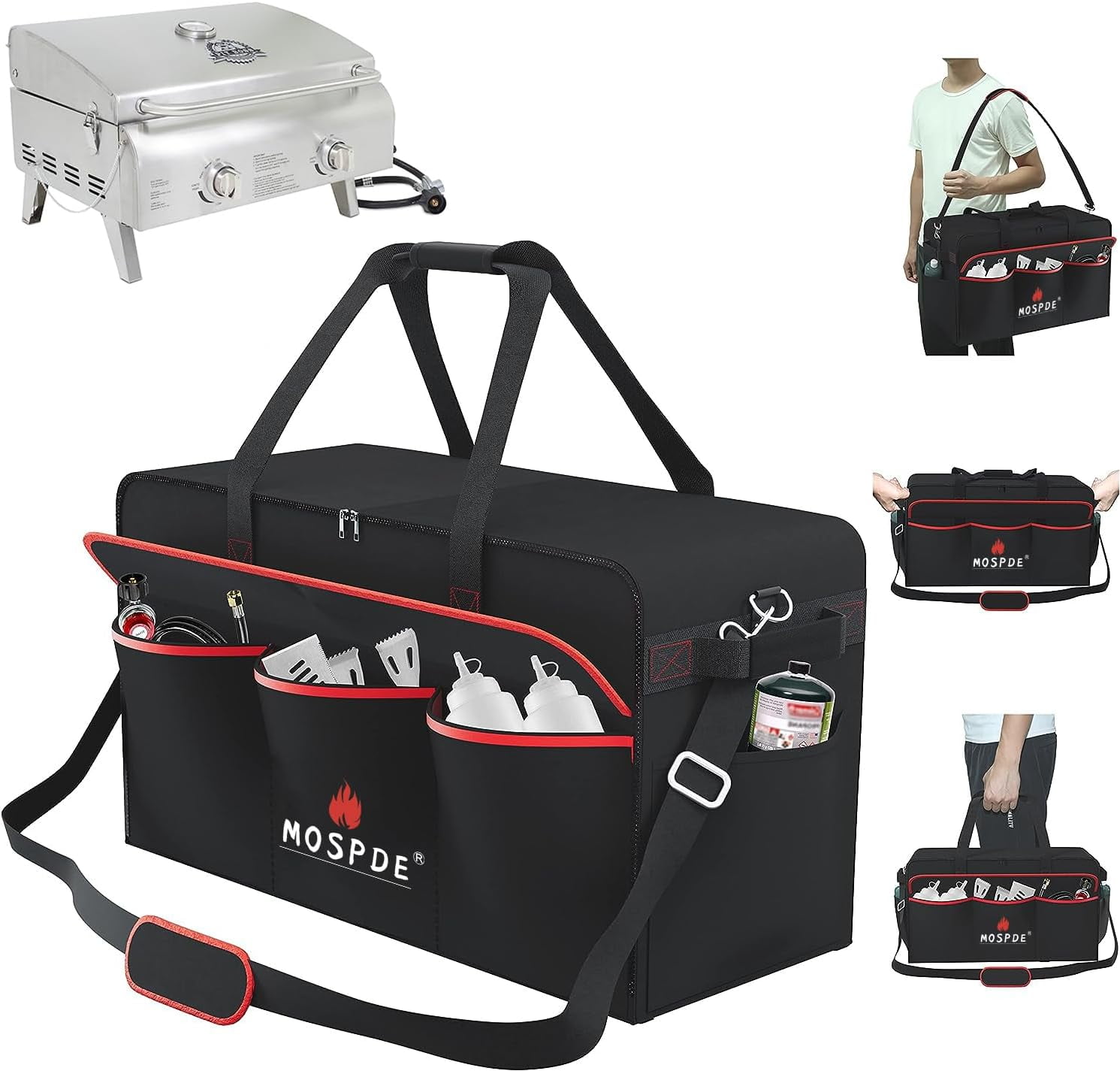 MOSPDE Heavy Duty Mesh Griddle Carry Bag with 600D Water-Resistant ...