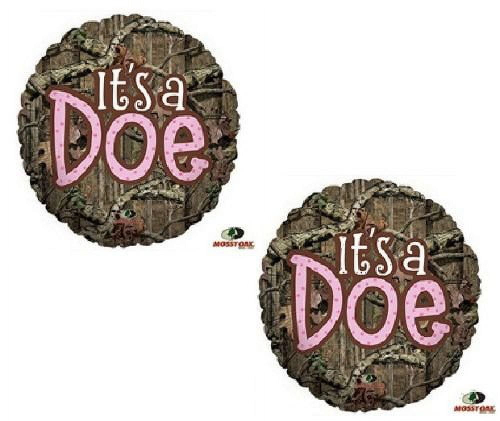 MOSSY OAK It's a Doe Pink Girl Baby Shower Camouflage Hunting (2) Mylar ...