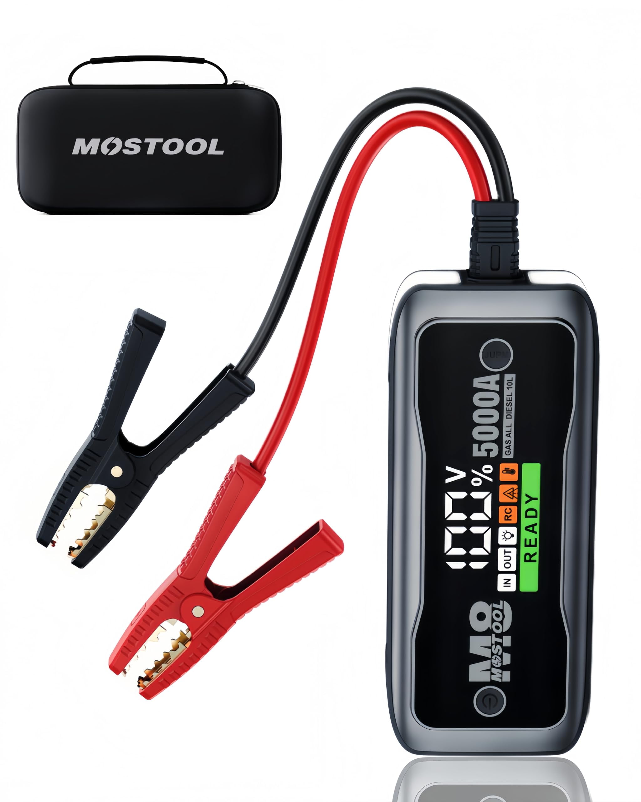 MOSTOOL M8 Car Jump Starter, 5000A Peak 12V Battery Jump Starter Power ...