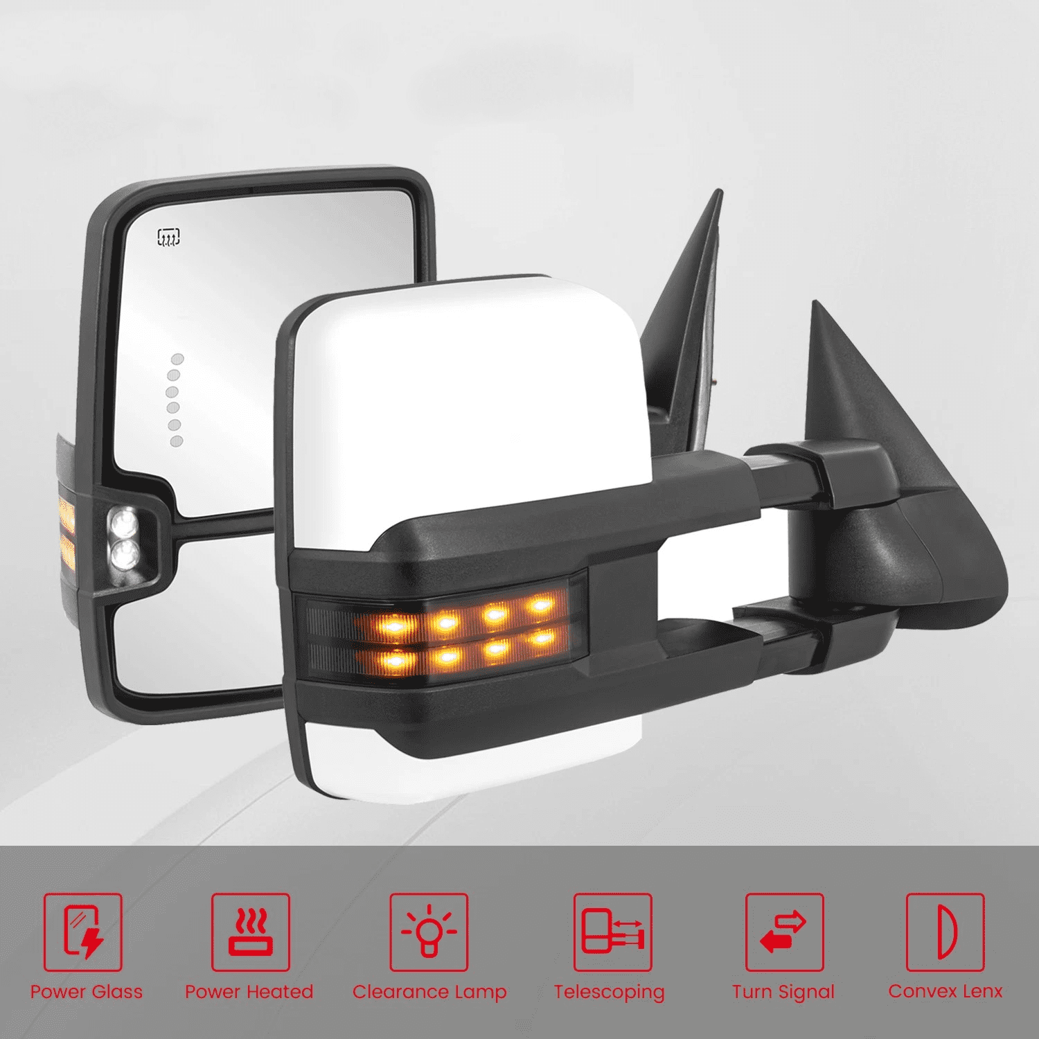 MOSTPLUS 1 Pair White Power Heated Tow Mirrors for 2008-13 Chevy ...