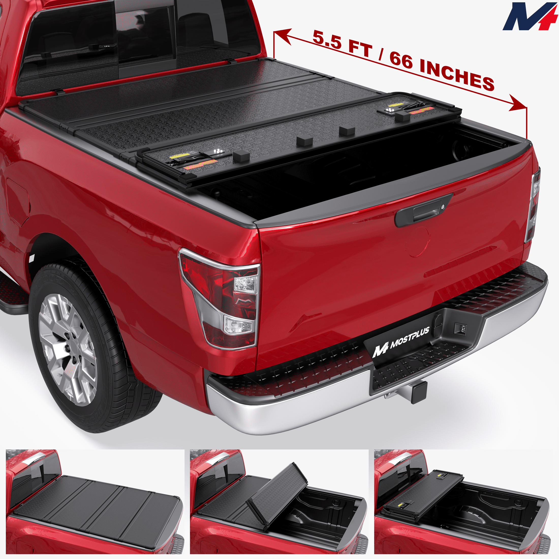 MOSTPLUS 4-Fold 5.5/5.6FT Truck Bed Hard Tonneau Cover for 2004-2015 ...